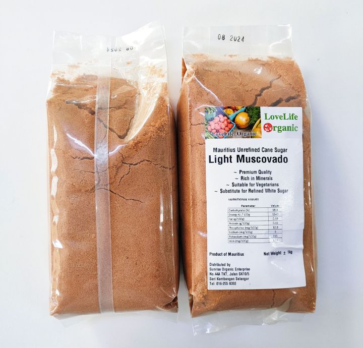 ORGANIC UNREFINED CANE SUGAR LIGHT MUSCOVADO 1KG Exp : 2026 | Lazada
