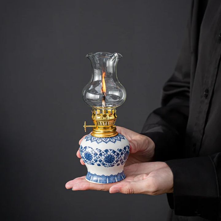 Ceramic Creative Camping Atmosphere Lamp Home Ancient Style Small Oil ...