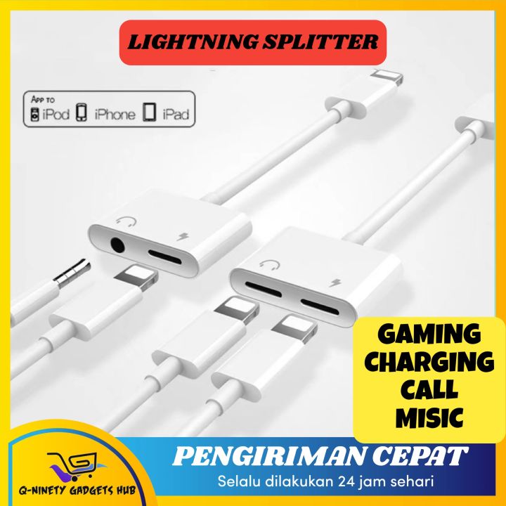 Lightning Adapter Earphone Jack Splitter Dual Cable Audio Jack AUX live ...