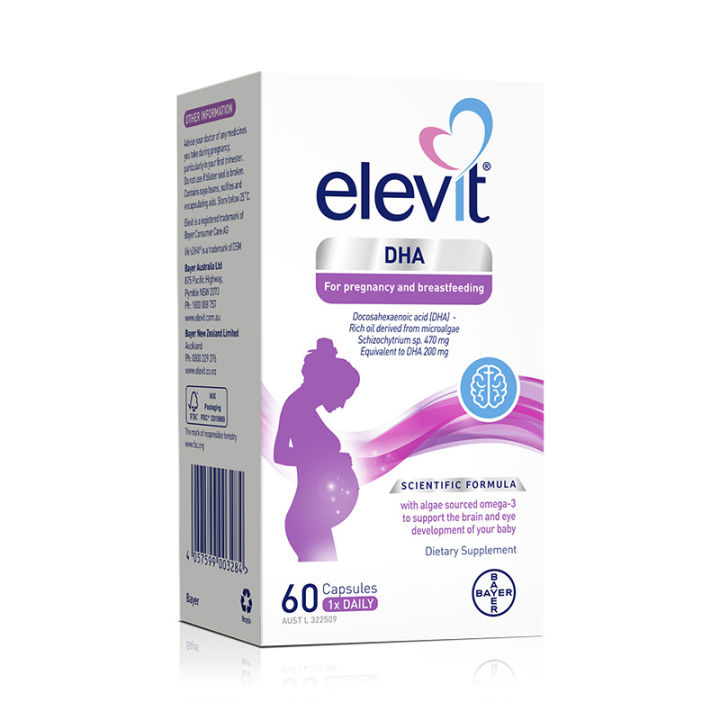 Elevit | Algal Oil DHA Pregnancy Breastfeeding Supplement Softgel ...