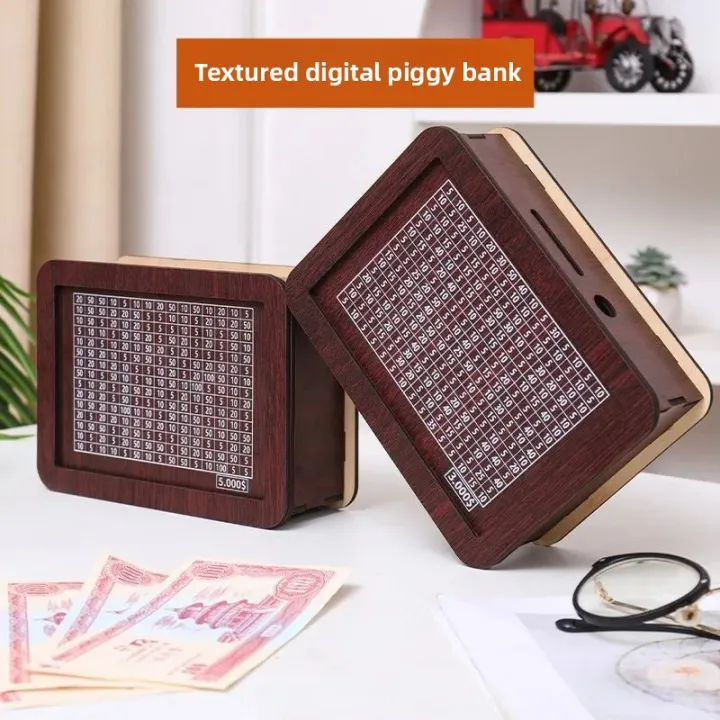 Retro Creative Reusable Wooden Money Box with Counter Home Decor Small Accessories And Miniature ...