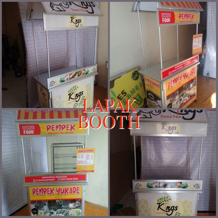 Meja Lipat Gerobak Lipat Booth Portable dengan Atap untuk dagang ...