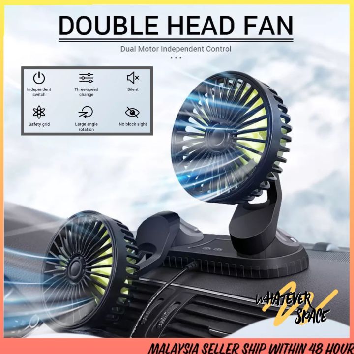 Double Head Car USB Fan For Dashboard Air Circulation Fans ABS Three ...