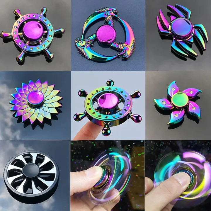 New Metal Rainbow Fidget Spinner Gradient Color EDC Hand Spinner ...
