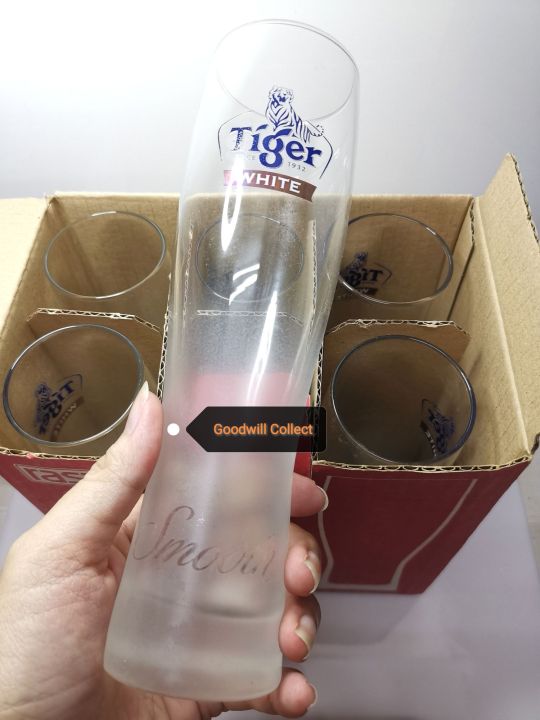 Tiger White Half Pint Frosted Long Glass Limited Edition Vintage ...