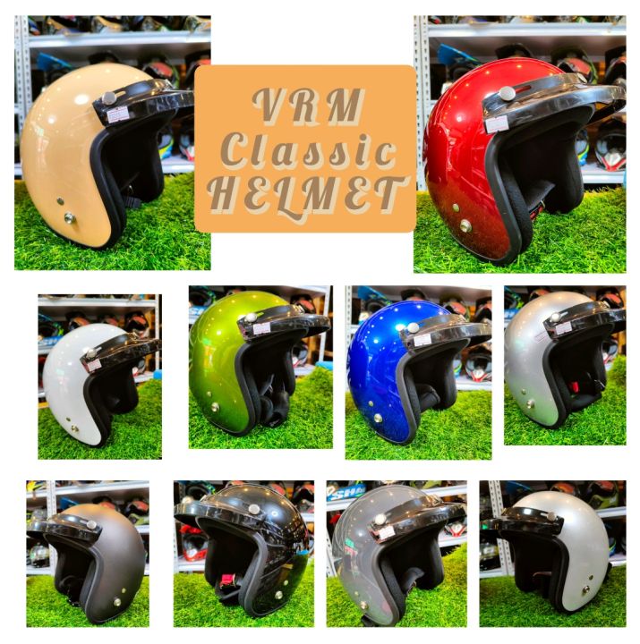 VRM CLASSIC Haft Face Helmet MetallicWhite,GlossGray,Metallic Gray ...