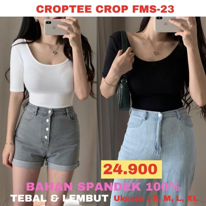 CROPTEE CROPTOP (FMS-23) BAJU KOREA SPANDEK F&m | Lazada Indonesia