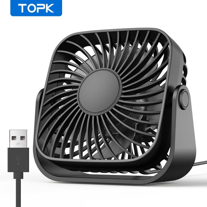 TOPK 4Inch USB Mini Portable Fan for Camping,3 Speeds Quiet Desk Table ...