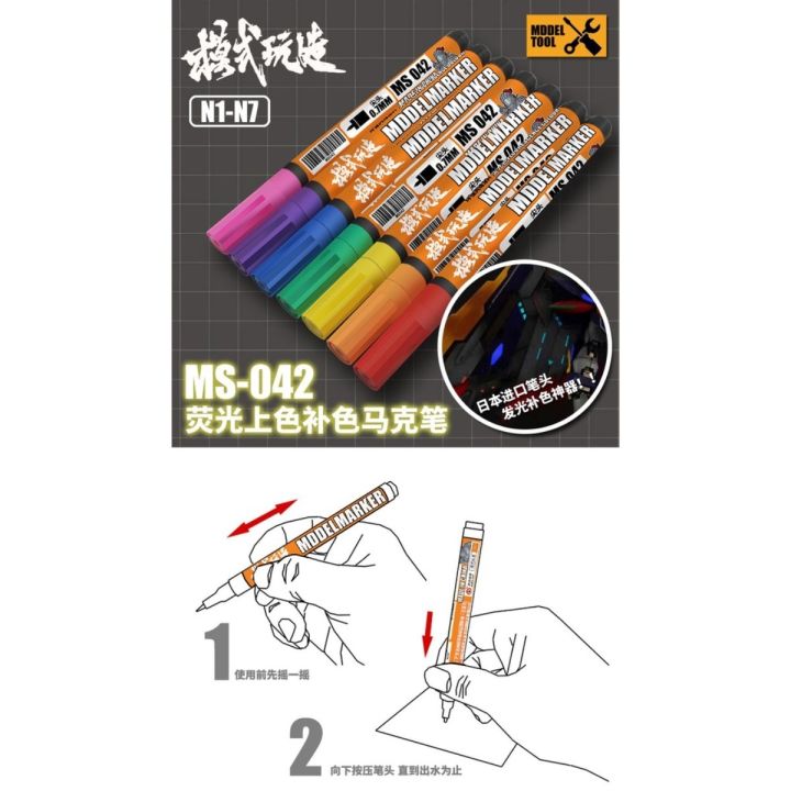Neon Fluorescent Coloring Markers Eraser Pen for Gundam Gunpla DIY GK ...