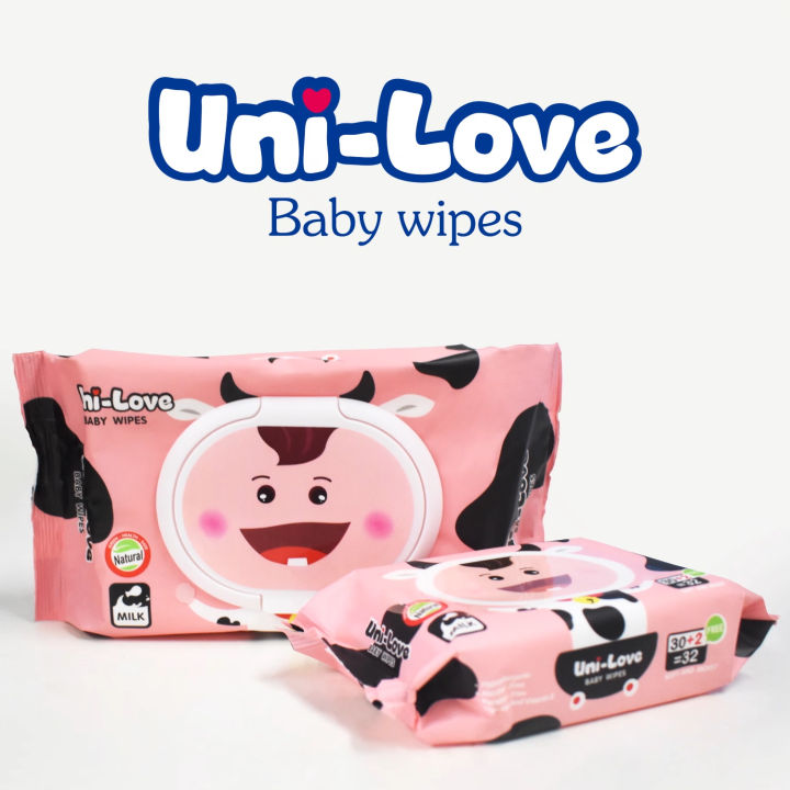 UniLove Milk Scent Baby Wipes 100's Pack of 6 - 99% Water ...