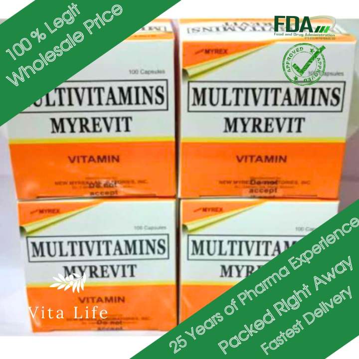 MYREVIT MULTIVITAMINS Popular Brand Box of 100 Capsules (Appetite ...