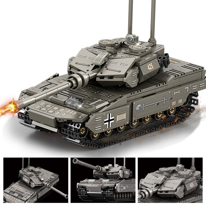 Military WW2 MBT Army Tank Pieced together brick Heavy tank building ...
