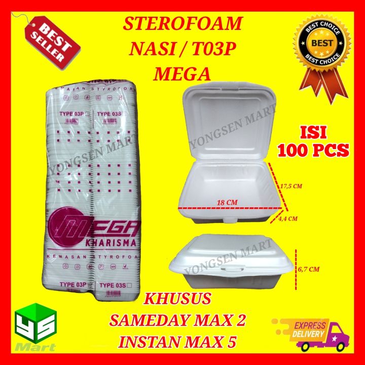 styrofoam kotak nasi sekat 3 , gabus , foam kotak nasi sekat 3 tebal ...