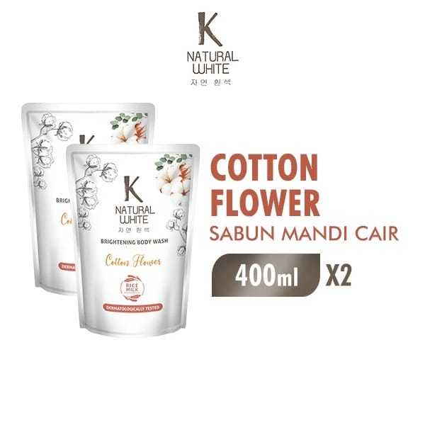 K NATURAL WHITE Cotton flower sabun mandi cair 2 x 400 ml ( isi 2 ...