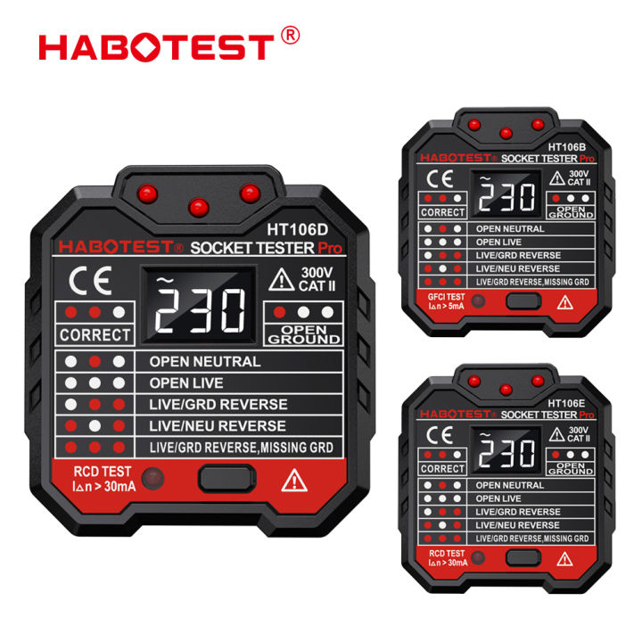 HABOTEST HT106 Electrical Socket Tester 48V-250V Professional Circuit ...