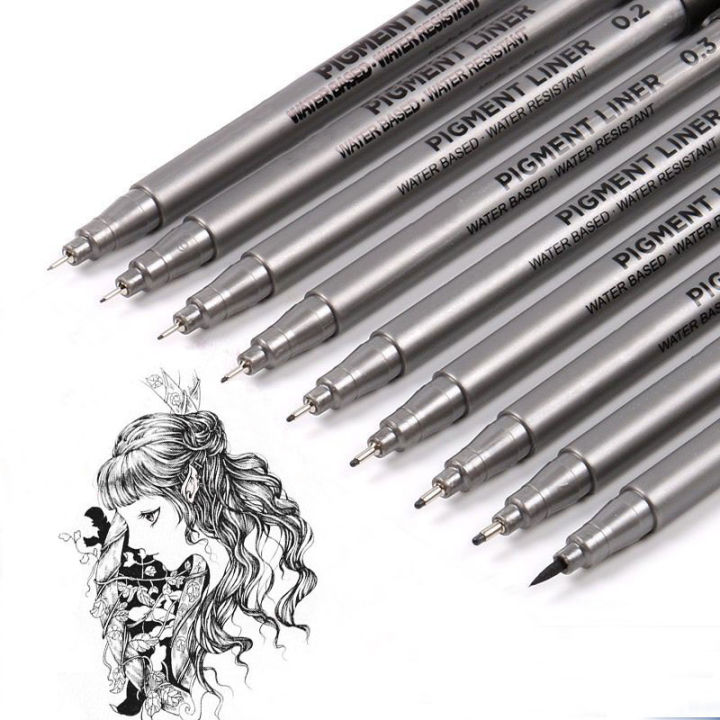 5-9 PCS Pack Fine liner marker pens Hook line pen for manga drawing ...