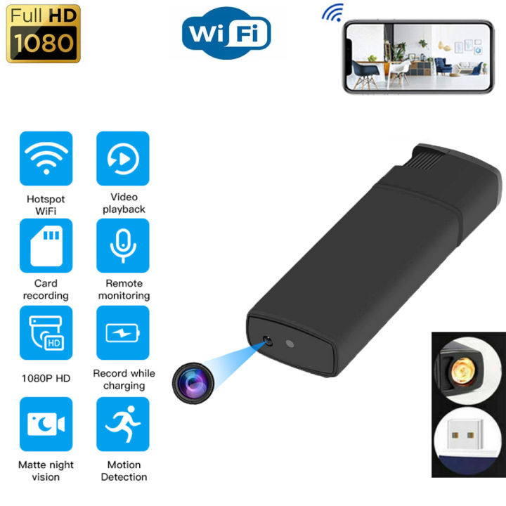 3Tech mall 1080P HD Camera Lighter WiFi Night Vision 120° Wide Angle ...