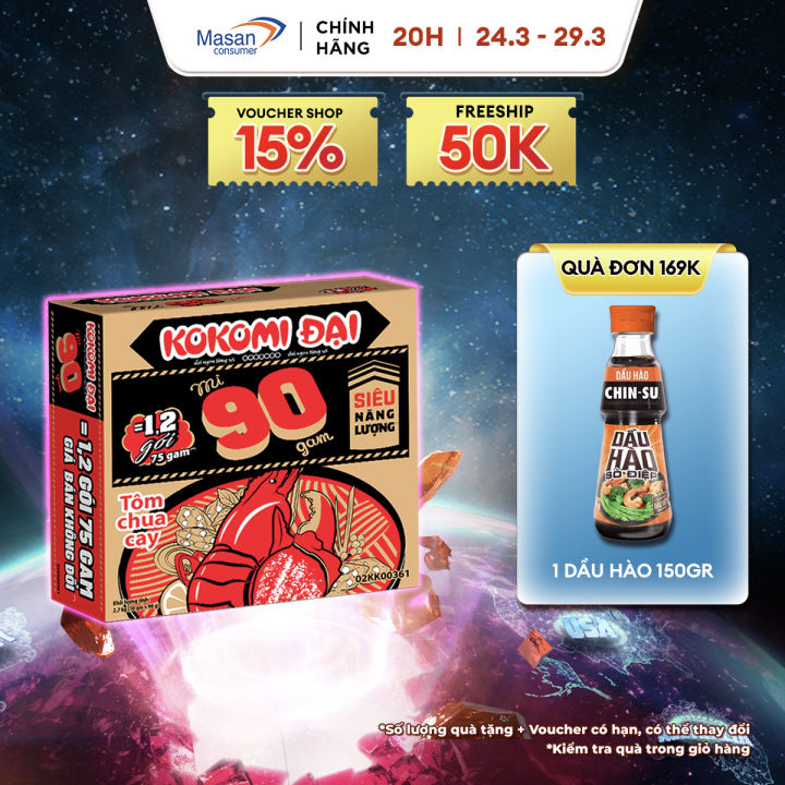[20H 24-29.3 VC 15% CHO ĐƠN TỪ 199K] Mì Kokomi Đại 90 Tôm Chua Cay - Thùng 30 Gói x 90g | Lazada.vn