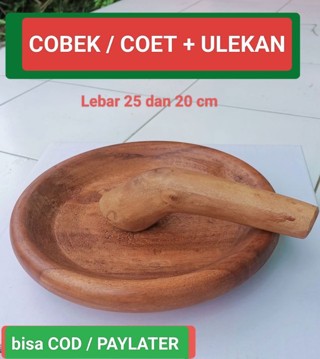 coet / cobek kayu sepasang isi 1 coet / cobek dan 1 ulekan / mutu ...