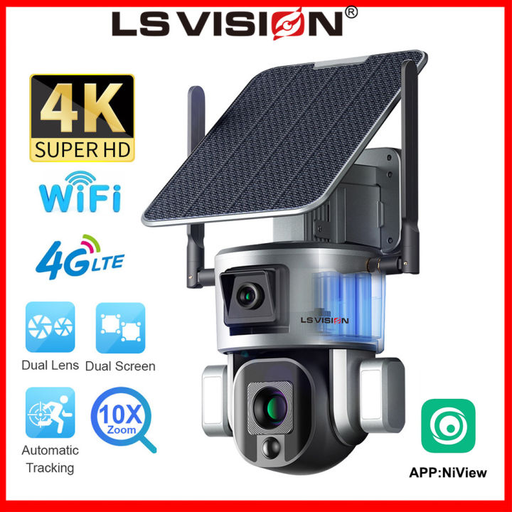 4K 8MP 4G/WIFI Dual Lens Solar CCTV Camera 10X Optical Zoom Wireless ...