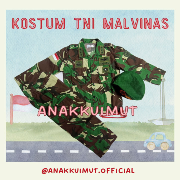 SERAGAM TNI AD MALVINAS ANAK LENGKAP MAINAN TEMBAKAN - BAJU TNI LORENG MALVINAS ANAK - BAJU PDL ...