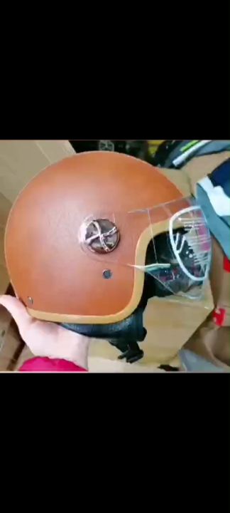 Anak CI-35 Leather Layer Classic Helmet Motorcycle Half Face Retro for ...