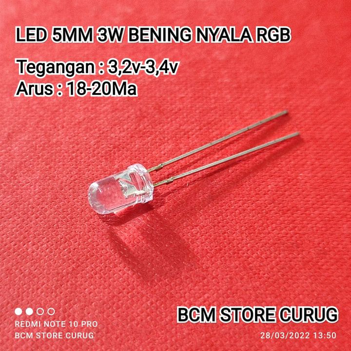 10 BUAH LED 5MM 3W BENING NYALA RGB / PELANGI | Lazada Indonesia