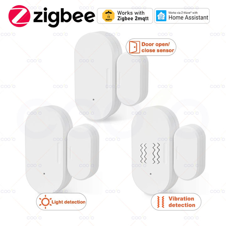 ZigBee Window Door Sensor Wireless Magnetic with Lux Vibration Detect ...