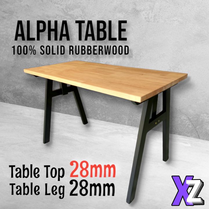 XZ Alpha Table Set 28mm Black Leg Rubber Wood Modern Style Study Table ...
