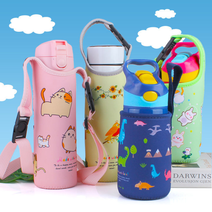 Mingao ชุดแก้วน้ำเก็บความร้อนลายการ์ตูนสำหรับเด็กใช้ได้ทั่วไปถุงป้องกัน ...