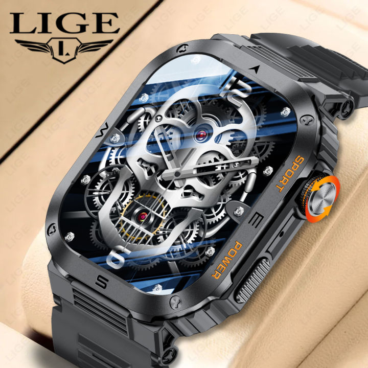 LIGE Smart Watch Men New Outdoor Military Bluetooth Call Smartwatch GPS ...