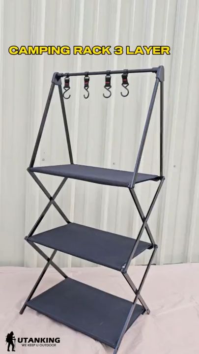 UtanKing™ 3 Layer Folding Camping Rack 2 Layers Aluminium Storage ...