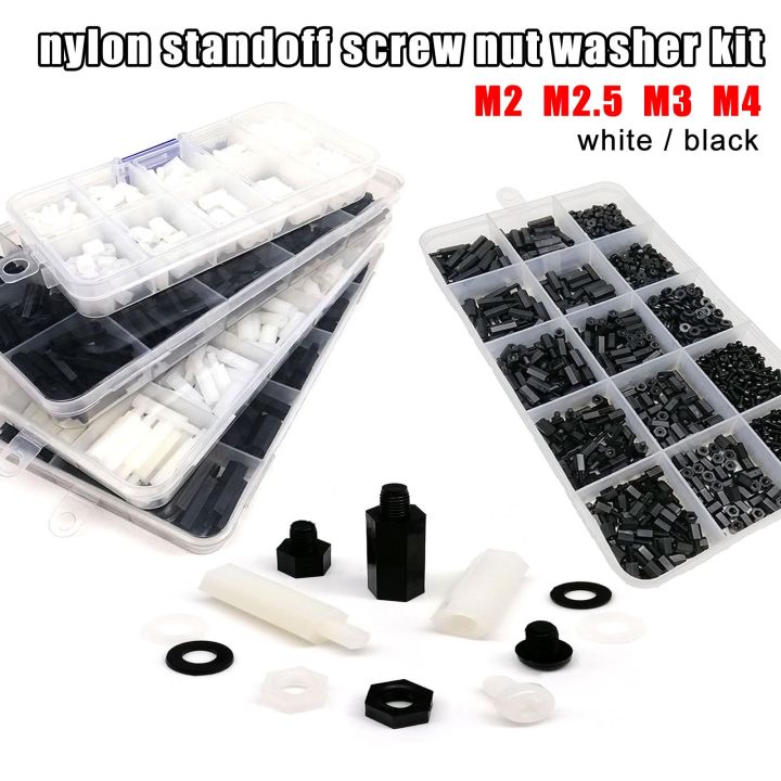 1 Box Plastic Nylon Hex Hexagon Spacer Column Standoff Screw Nut Washer ...