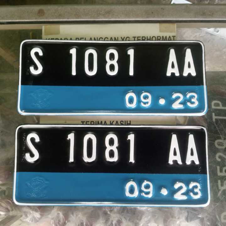 Plat nomor motor listrik berlogo standar samsat 1 pasang untuk depan ...