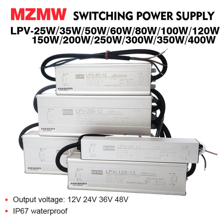 MZMW IP67 Waterproof Switching Power Supply 25W-400W AC-DC 12V 24V 36V 48V Outdoor Light Box LED ...