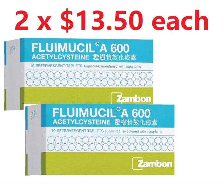 Fluimucil a 600mg Effervescent Tablets Zambon X 2 VALUE PACK - relief ...