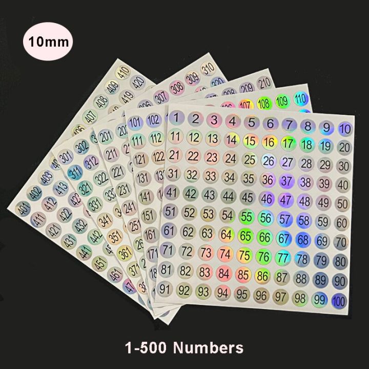 5 Sheet(1-500) Laser Number Sticker Label For Nail Polish Color Tips ...