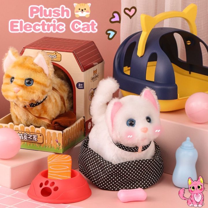 Plush Electric Cat Doll Simulation Barking Walking Electric Plush ...