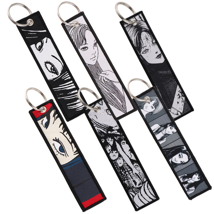 Horror Anime Key Tag Embroidery Key Fobs Keychain For Car Keys Key Ring ...
