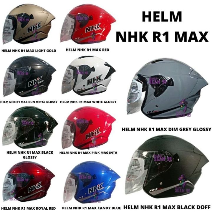 HELM NHK R1 MAX SOLID ALL VARIAN HALF FACE DOUBLE VISOR ORIGINAL SNI DOT | Lazada Indonesia