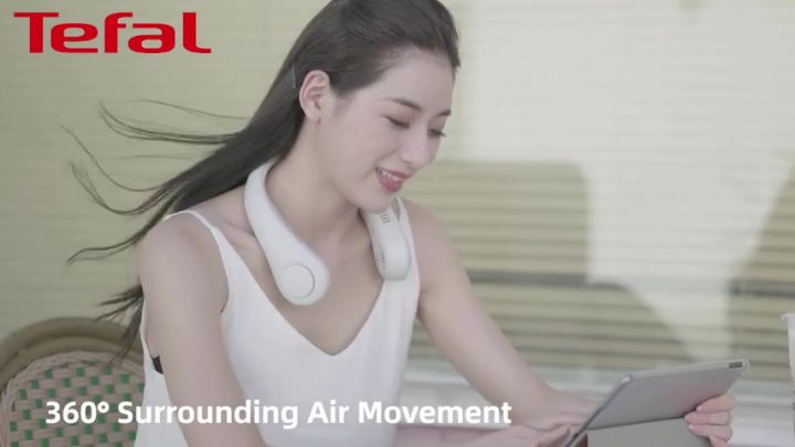 Tefal พัดลม พัดลมพกพา พัดลมห้อยคอ พัดลมคล้องคอ 2024 USB พัดลมแขวนคอ ขนาดเล็กแบบพกพา ให้แรงลม3 ...