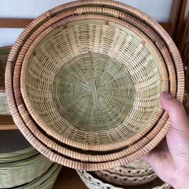 Bakul Penyimpanan Anyaman Buluh Bakul Anyaman Rotan Bulat Isi Rumah ...