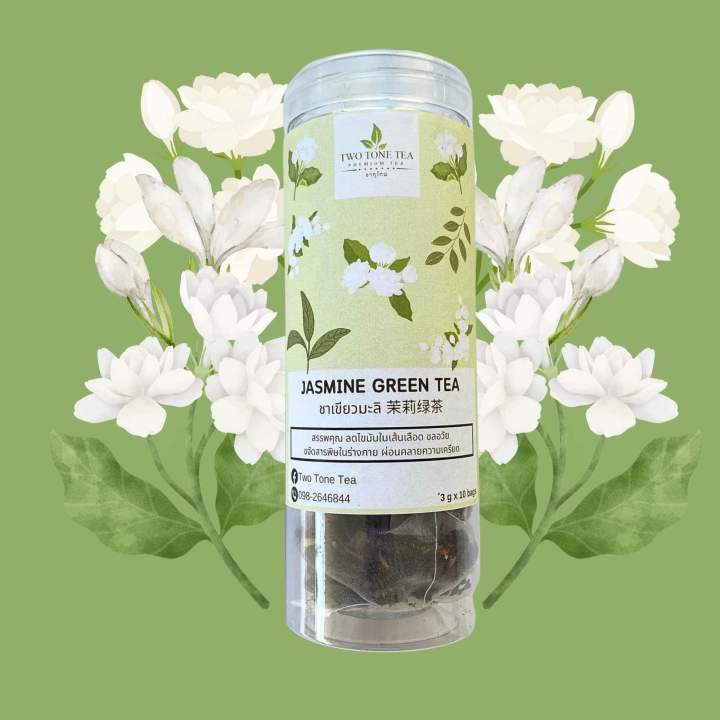 ชาเขียวมะลิ 30 กรัม 10 ซอง Jasmine green tea Two Tone Tea ชามะลิ ชา ...