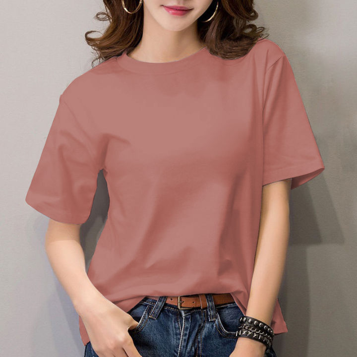 Korean fashion Round neck tshirt tees tops for women Size S-XL SIMPLE ...