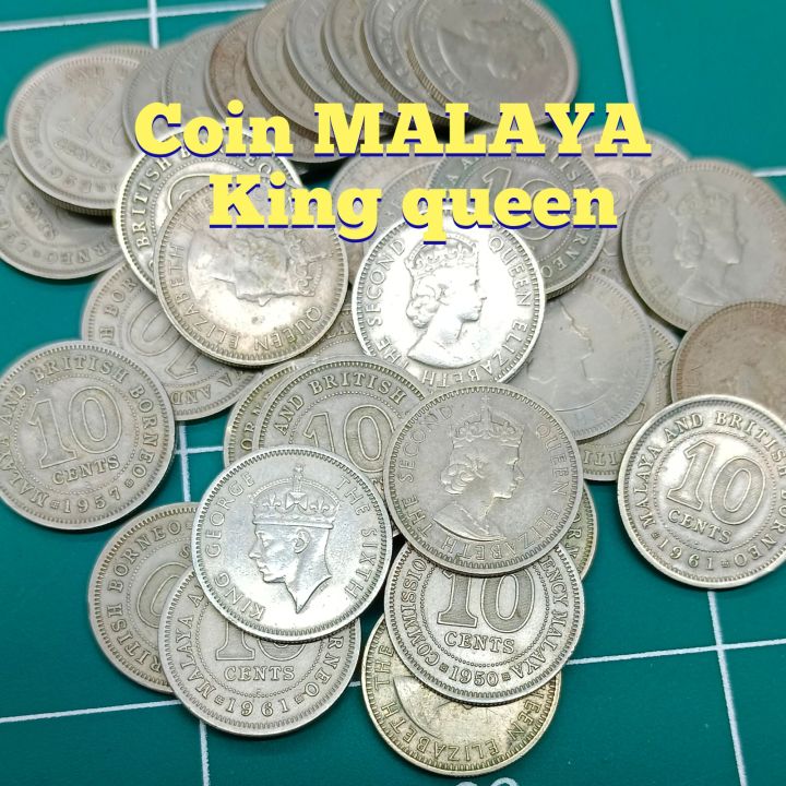 10sen Queen dan King 10sem syiling Malaya duit syiling lama duit ...