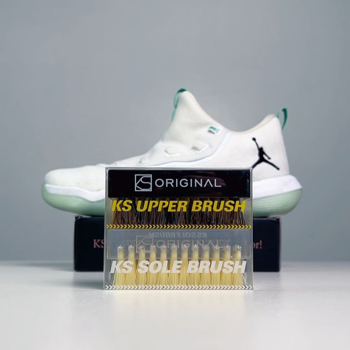 KS Acrylic Shoe Brush Set - Handle Soft Horsehair UPPER Brush & Hard PP SOLE Brush for Shoes ...