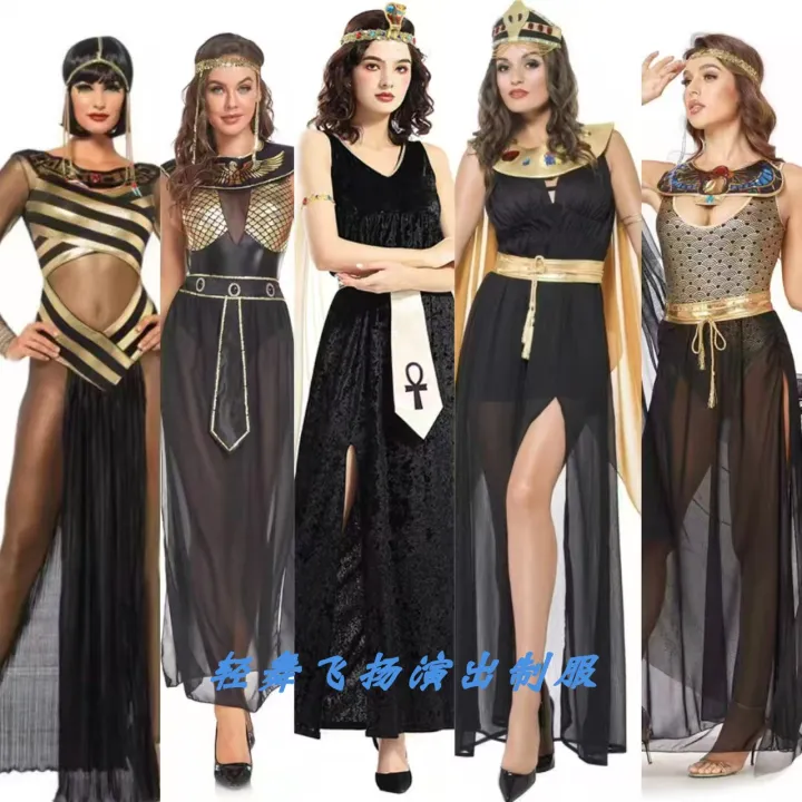 Arabian Lady Uniform Halloween Goddess Ancient Queen Women's Long Dress ...