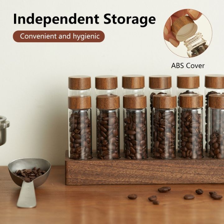 Coffee Bean Can Storage Container Glass Display Rack Coffee Beans ...