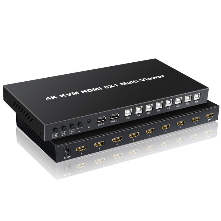 4K KVM HDMI 8x1 Multi viewer screen splitter, eight in and one out KVM seamless switch, screen ...