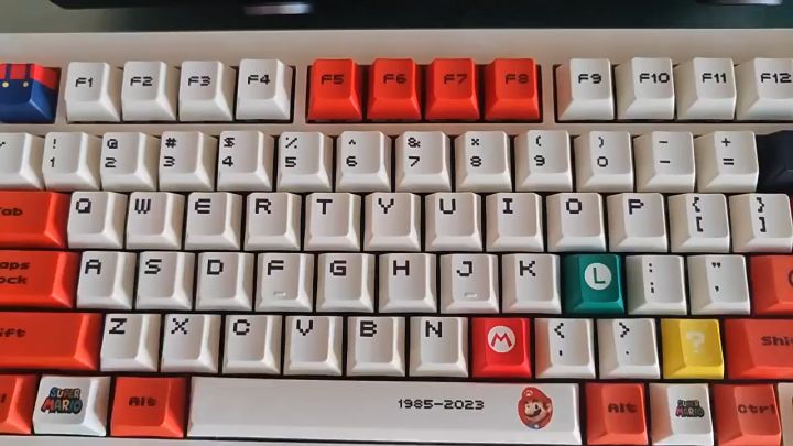 128 Keys Super Mario Bros Theme Cherry Profile PBT Keycaps For 61/63/64 ...